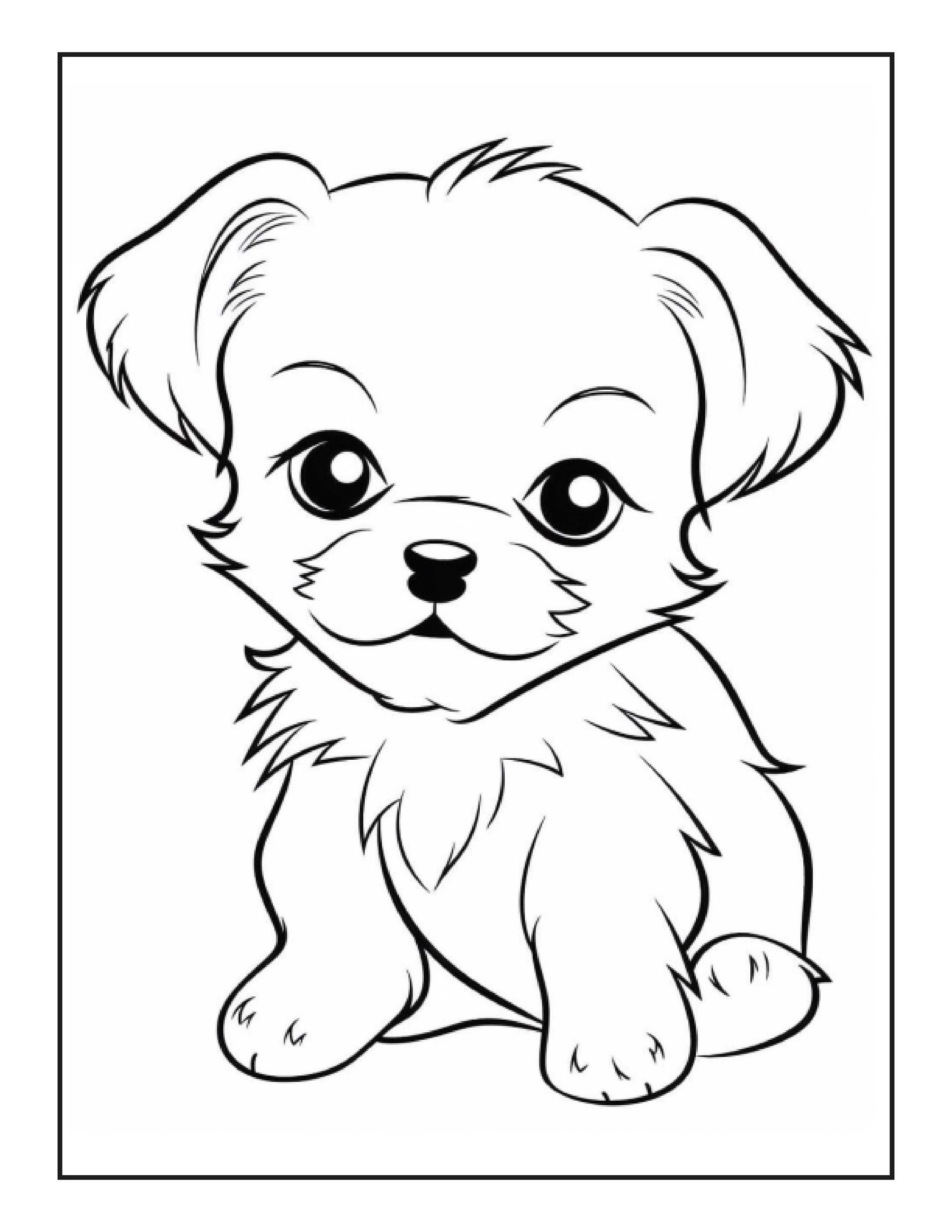 Cute Dog Coloring Pages for Kids, Dog Coloring Pages for Kids, Coloring ...