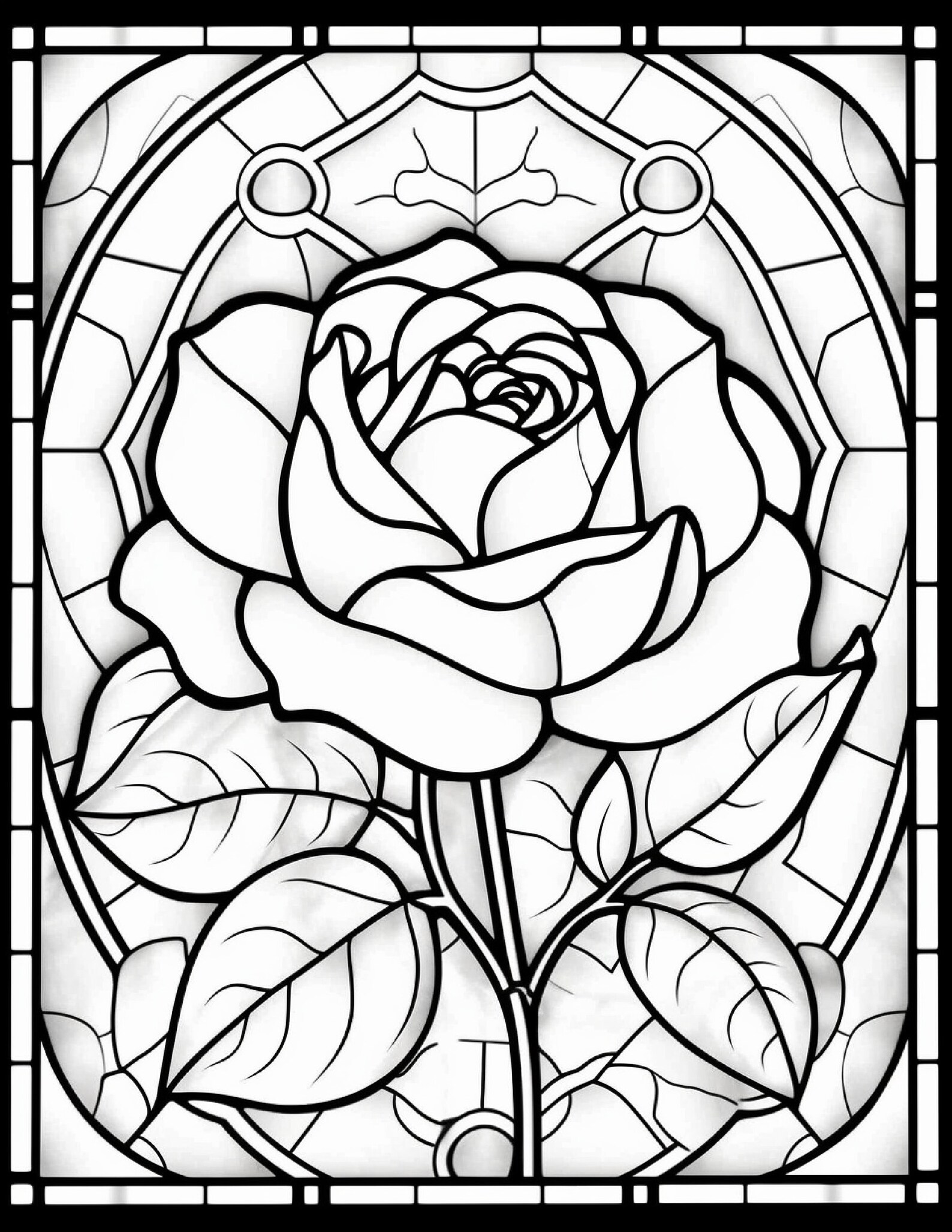 120 Stained Glass Flower Coloring Pages for All Ages, Flower Coloring ...