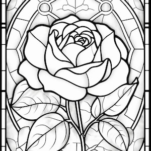 120 Stained Glass Flower Coloring Pages for All Ages, Flower Coloring ...