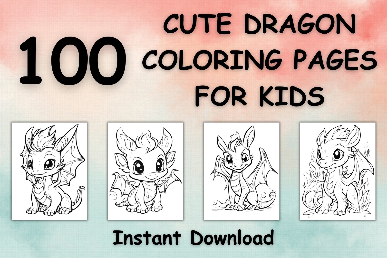 100 Cute Dragon Coloring Pages for Kids, Coloring Pages for Kids ...