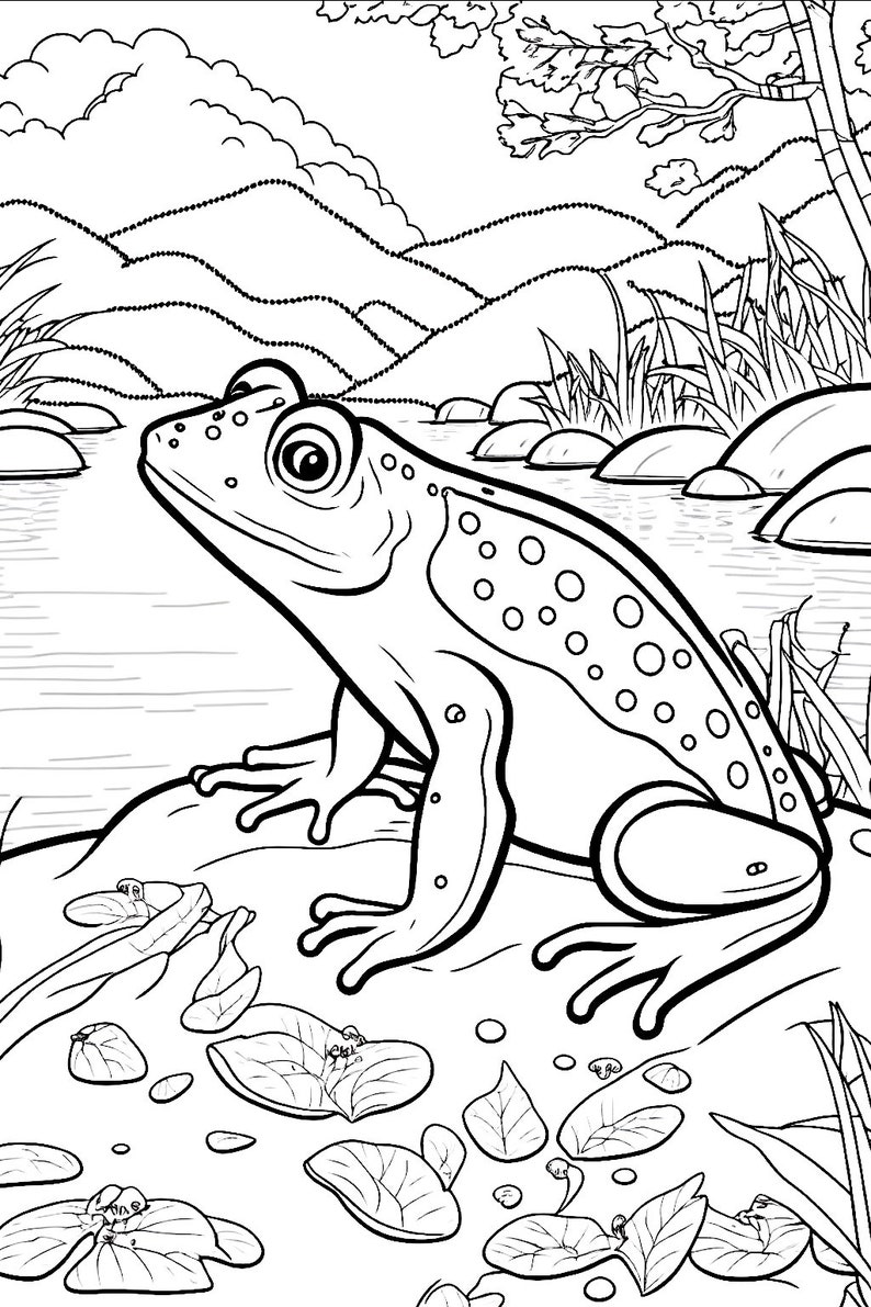 Frog Coloring Pages for Kids, Frog Coloring Book for Kids, Frog ...