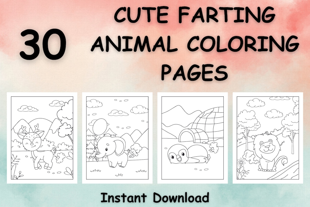 Cute Farting Animal Coloring Pages for Kids, Funny Farting Coloring ...