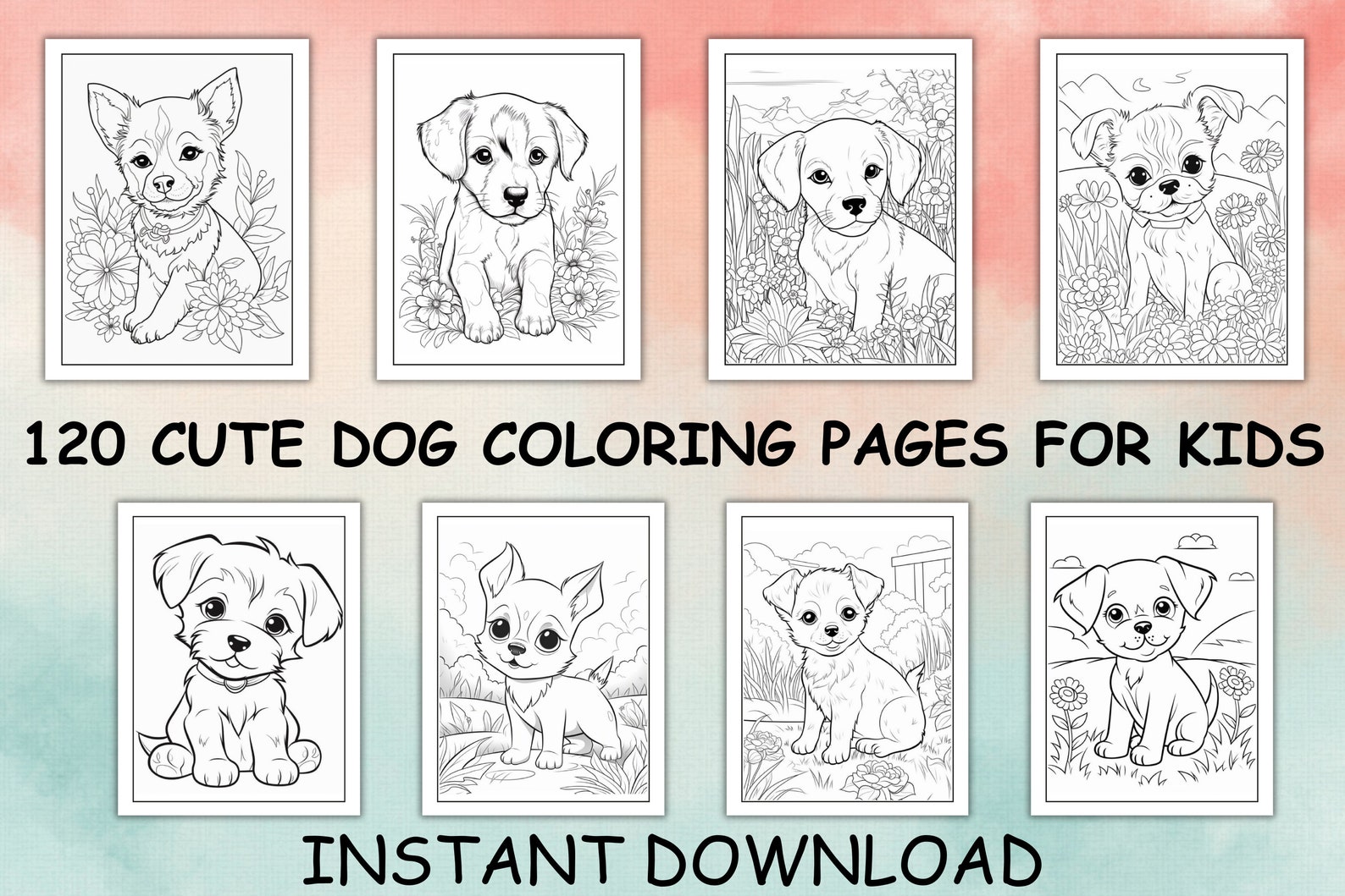 Cute Dog Coloring Pages for Kids, Dog Coloring Pages for Kids, Coloring ...