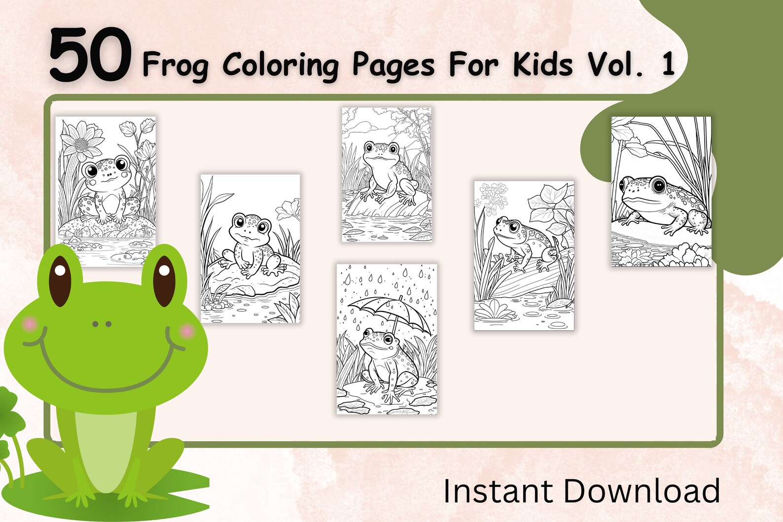 Frog Coloring Pages for Kids, Frog Coloring Book for Kids, Frog ...