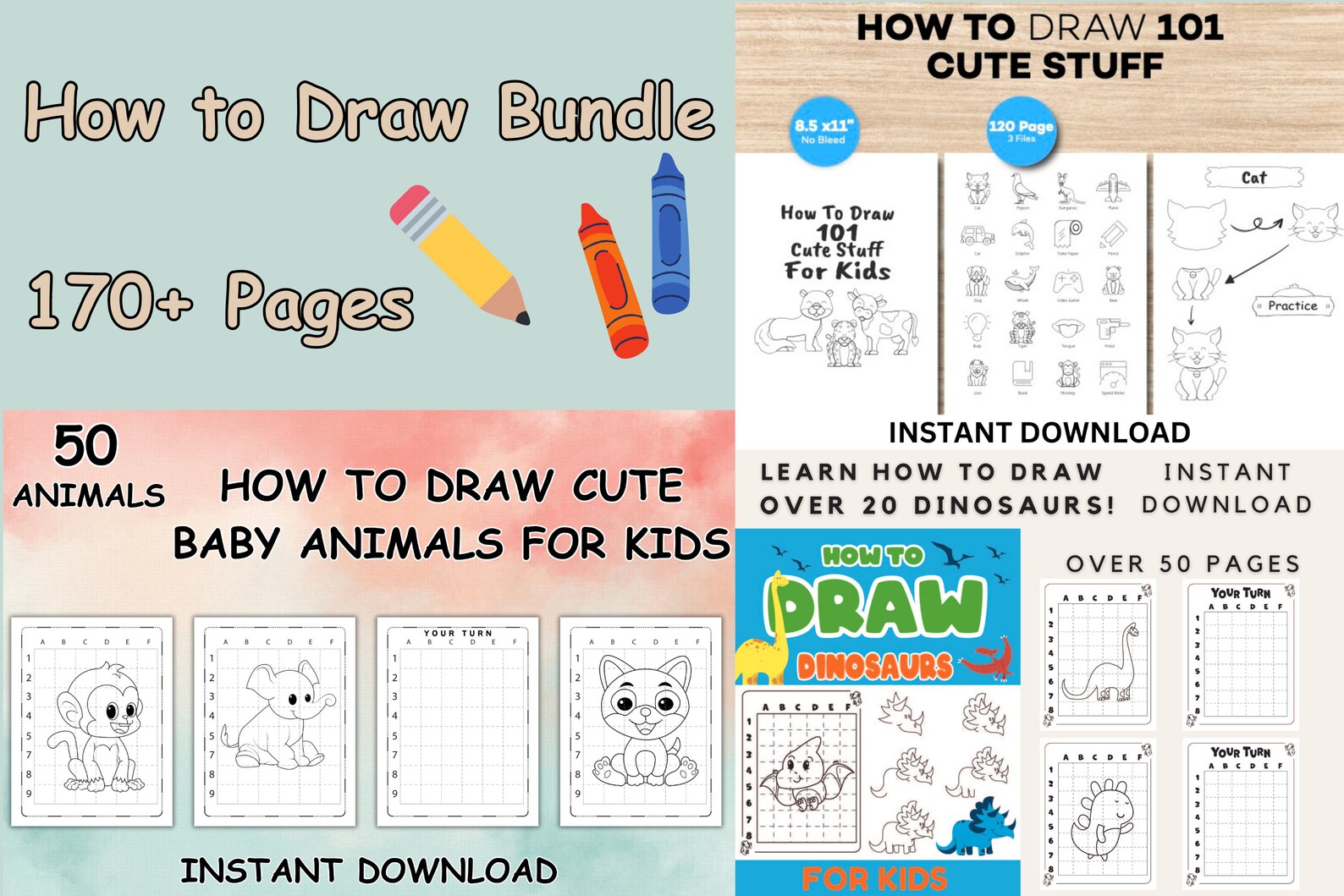 How to Draw Bundle for Kids, How to Draw for Kids, How to Draw Animals ...
