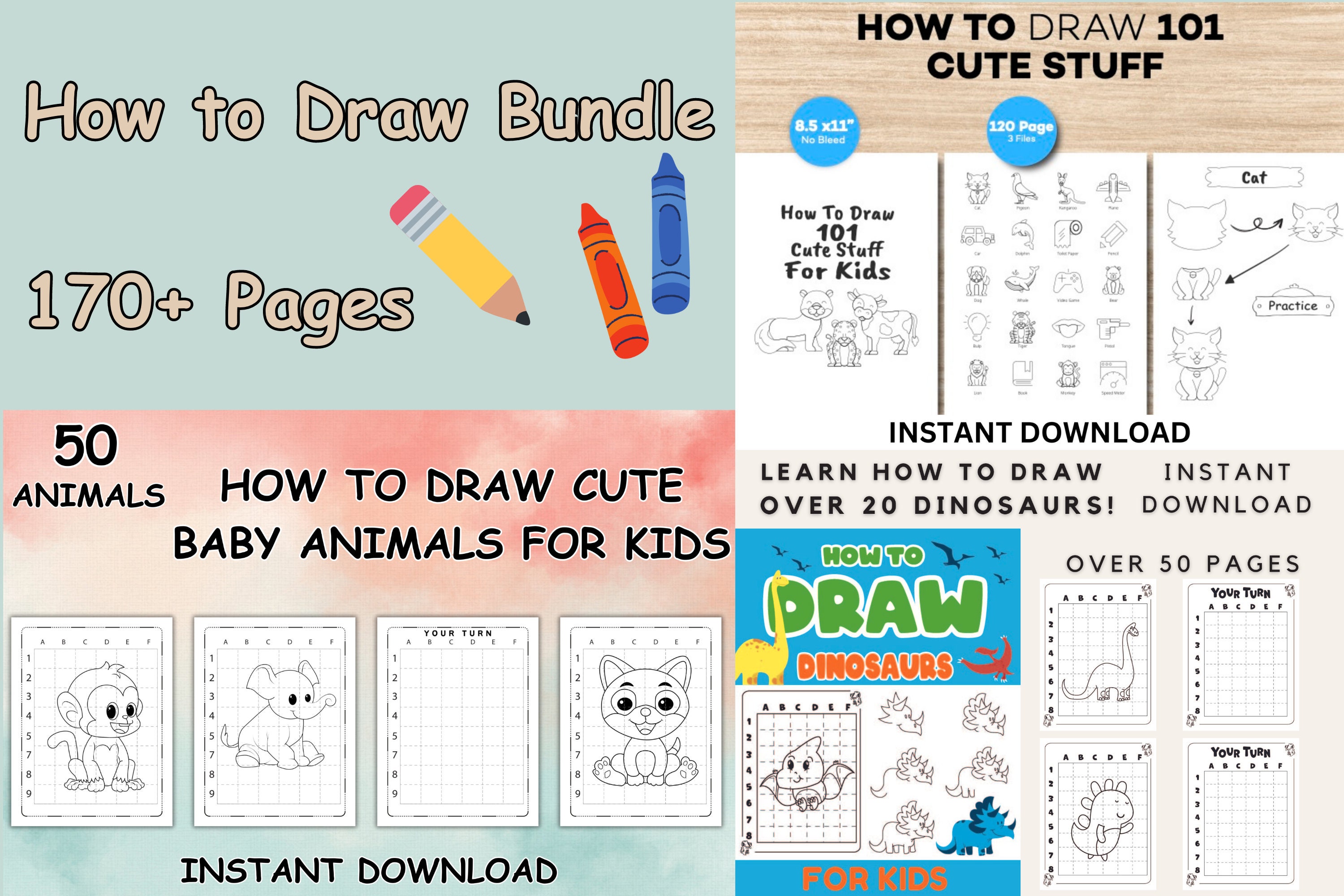 How to Draw Bundle for Kids, How to Draw for Kids, How to Draw Animals ...