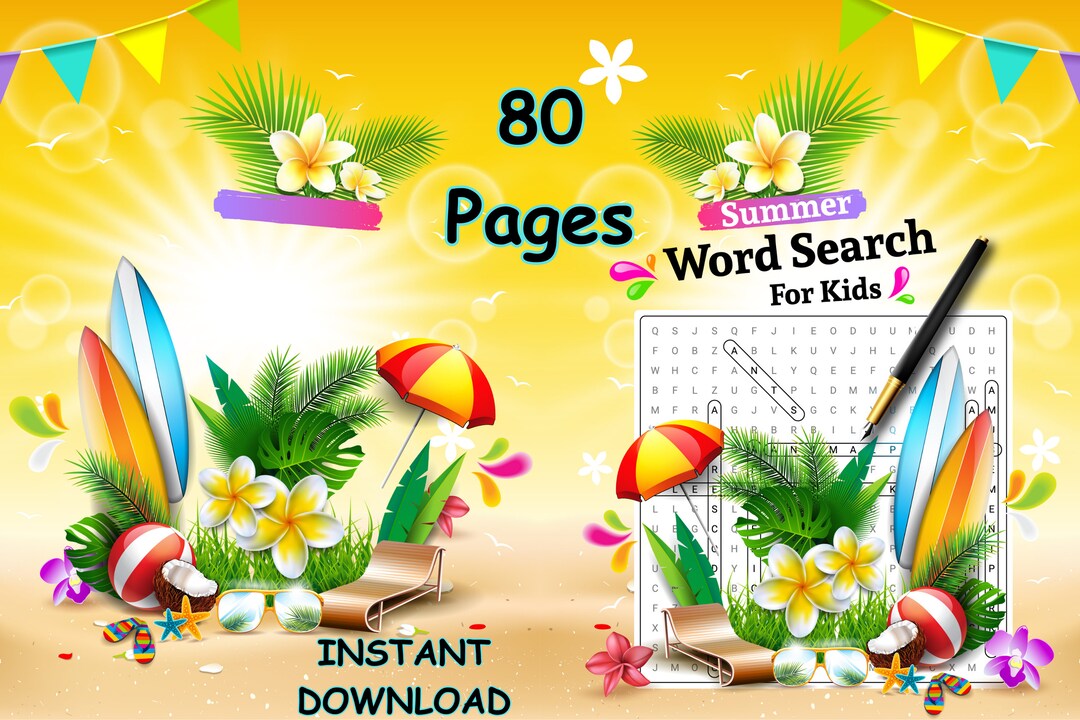 Summer Word Search for Kids, Word Search for Kids, Word Search, Kids ...