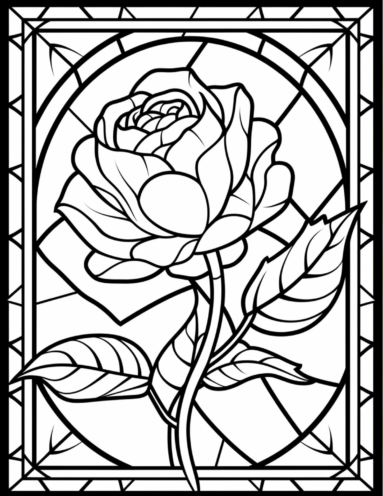 120 Stained Glass Flower Coloring Pages for All Ages, Flower Coloring ...