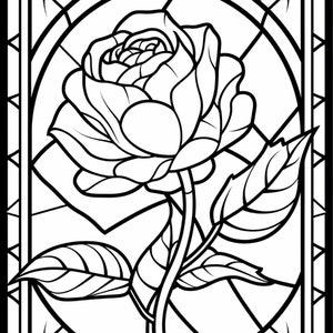 120 Stained Glass Flower Coloring Pages for All Ages, Flower Coloring ...