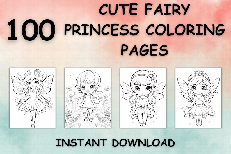 100 Cute Fairy Princess Coloring Pages for Kids, Fairy Princess ...