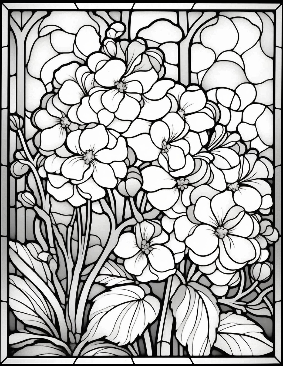 120 Stained Glass Flower Coloring Pages for All Ages Flower - Etsy