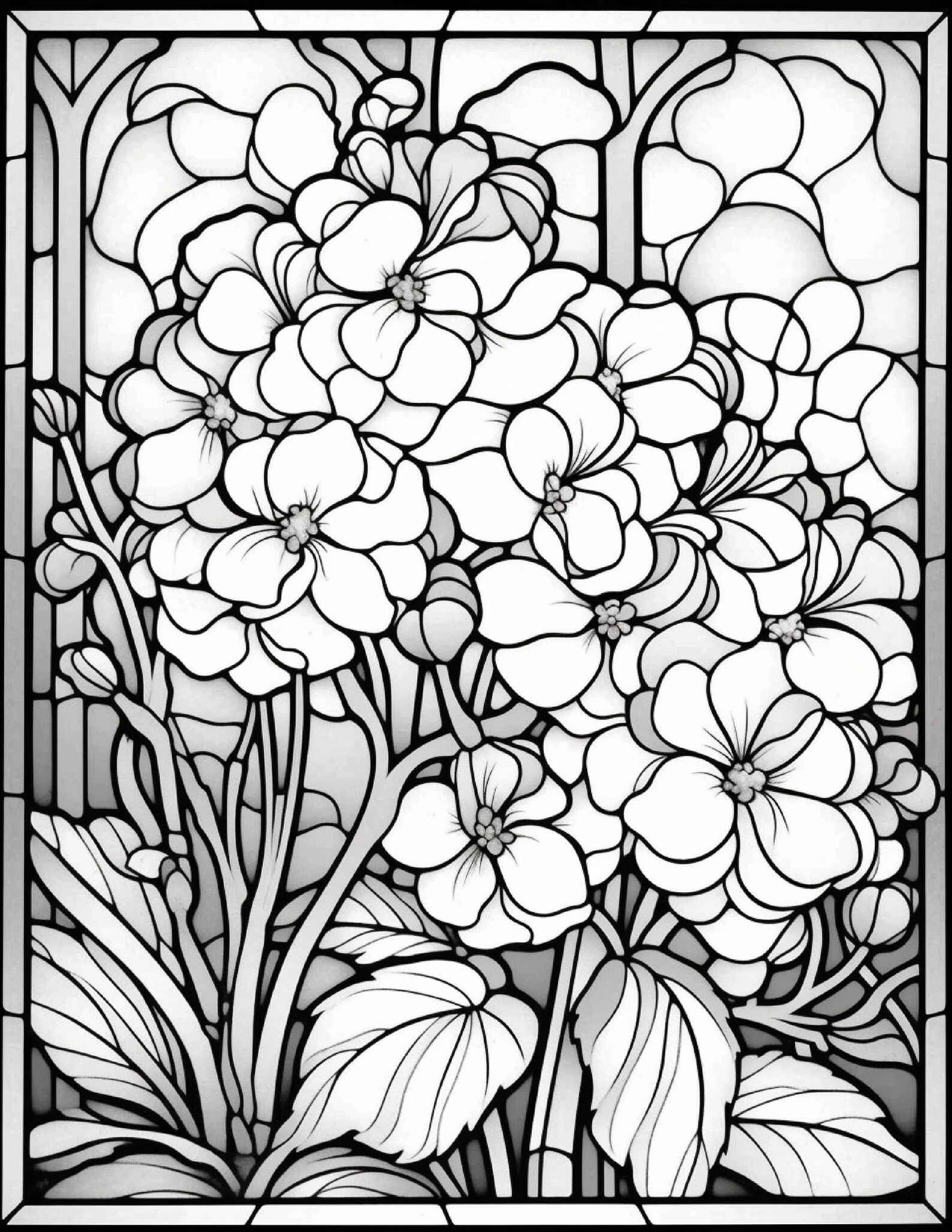 120 Stained Glass Flower Coloring Pages for All Ages Flower - Etsy