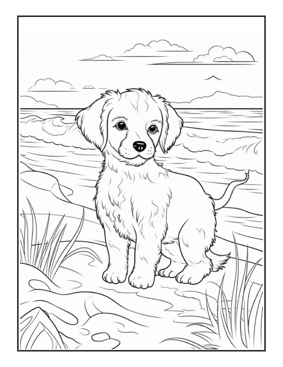 Cute Dog Coloring Pages for Kids, Dog Coloring Pages for Kids, Coloring ...