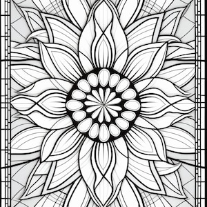 120 Stained Glass Flower Coloring Pages for All Ages, Flower Coloring ...