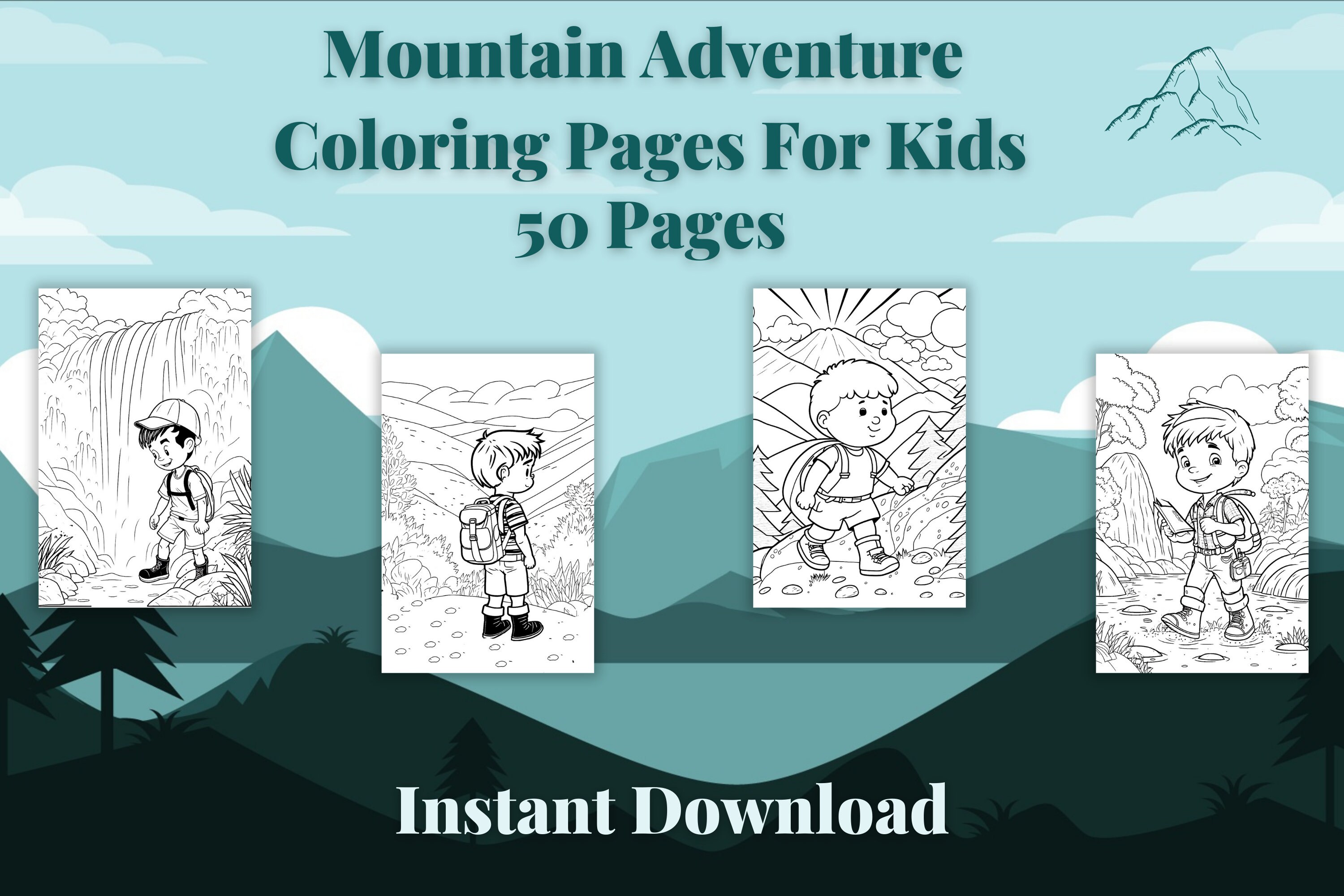 Mountain Adventure Coloring Pages for Kids, Coloring Pages for Kids ...