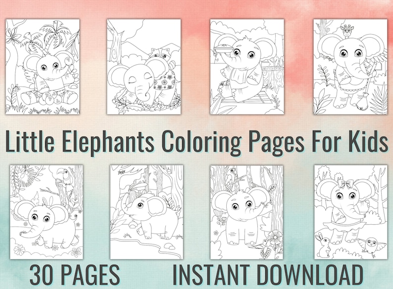 Little Elephants Coloring Pages for Kids, Elephant Coloring Pages, Kids ...