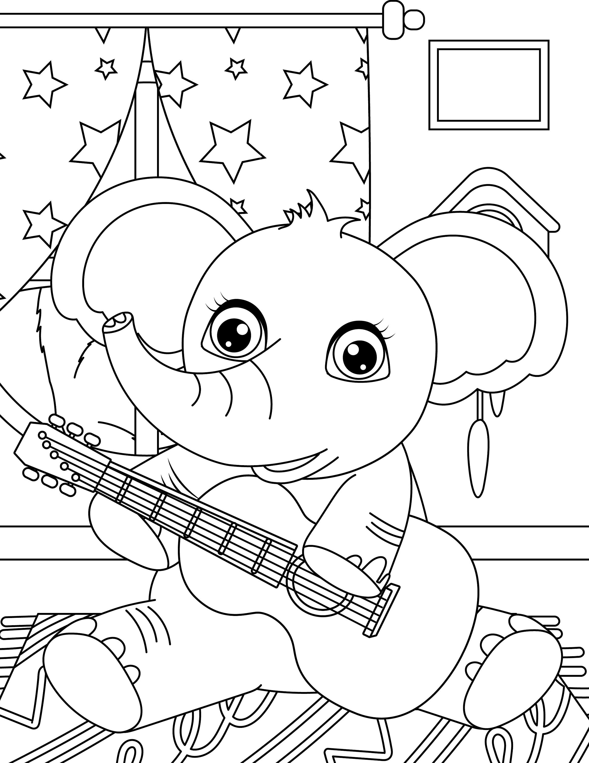 Little Elephants Coloring Pages for Kids Elephant Coloring - Etsy
