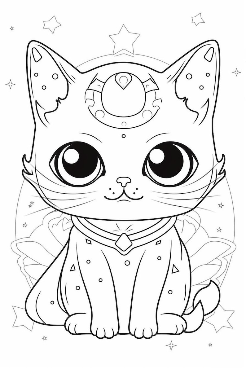 Cute Cats Coloring Pages for Kids, Cat Coloring Book for Kids, Kids ...