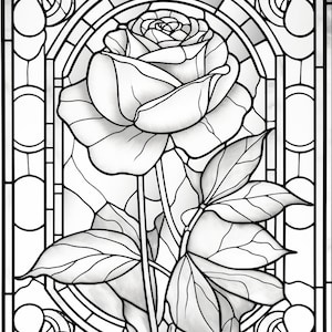 120 Stained Glass Flower Coloring Pages for All Ages, Flower Coloring ...