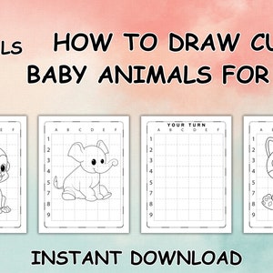 How to Draw Cute Baby Animals for Kids, How to Draw Animals, Coloring ...