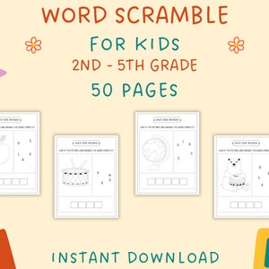 Word Scramble for Kids, Word Scramble and Coloring Pages for Kids, Kids ...
