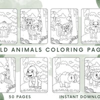 Animal Coloring Pages Bundle, Coloring Pages for Kids, Cute Animal ...
