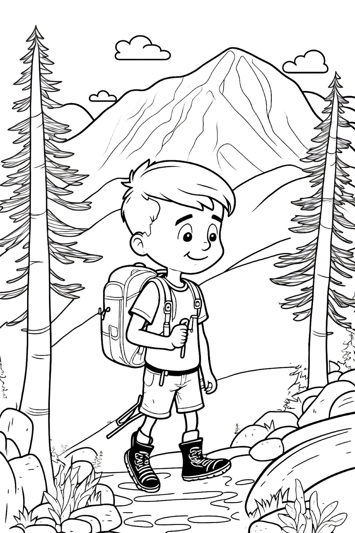 Mountain Adventure Coloring Pages for Kids, Coloring Pages for Kids ...