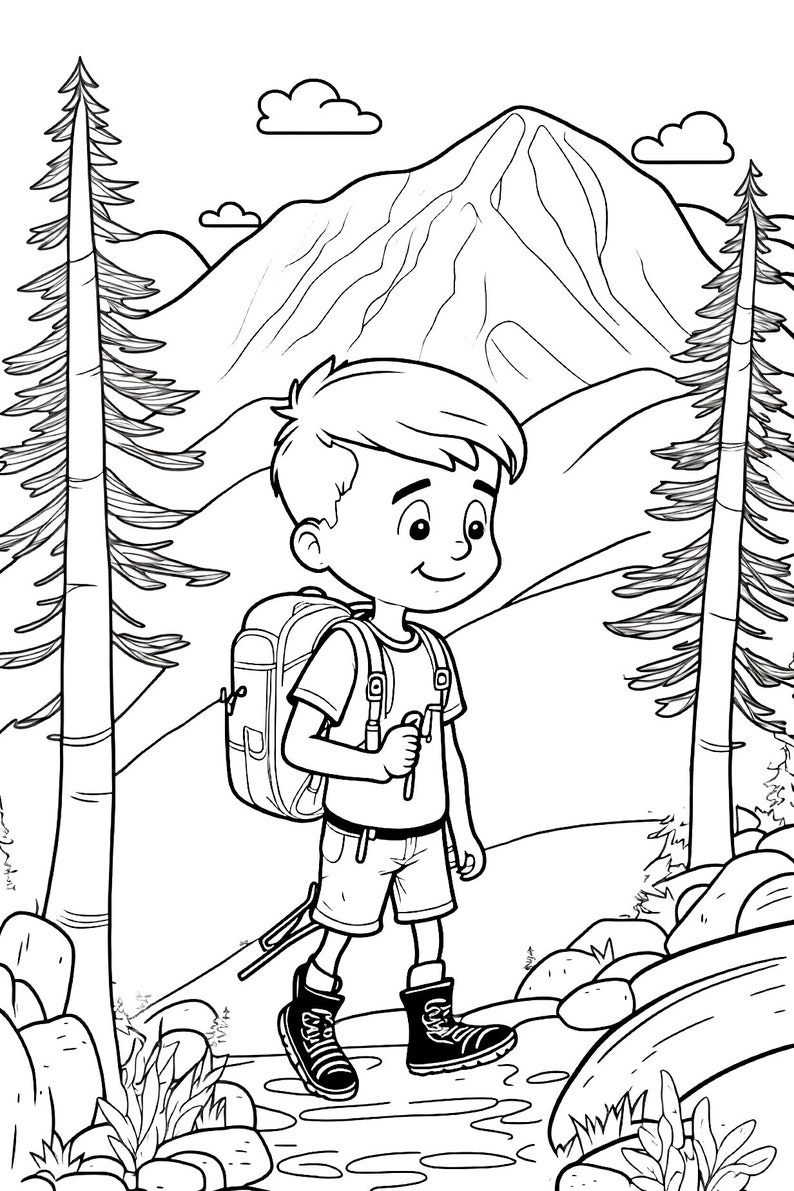 Mountain Adventure Coloring Pages for Kids, Coloring Pages for Kids ...