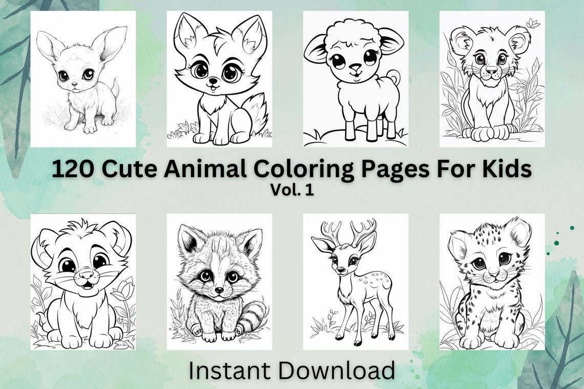 120 Cute Animal Coloring Pages for Kids Vol1 | Printable Activity for ...