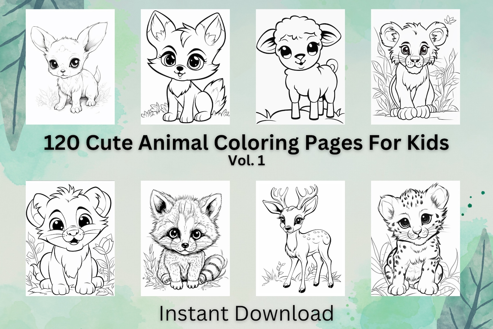 120 Cute Animal Coloring Pages for Kids Vol. 1 Cute Animal - Etsy Canada