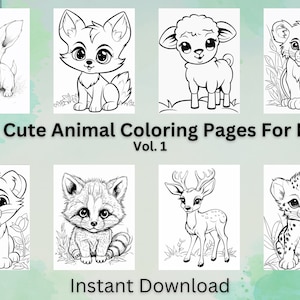 120 Cute Animal Coloring Pages for Kids Vol1 | Printable Activity for ...