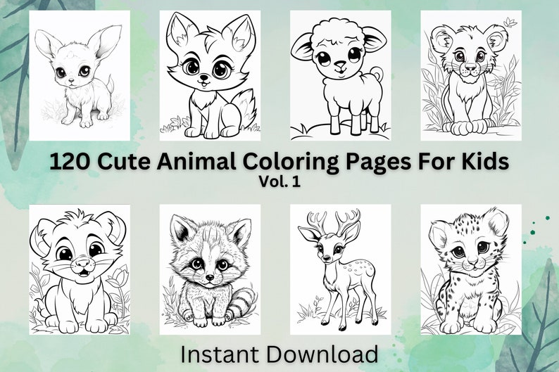 120 Cute Animal Coloring Pages for Kids Vol1 | Printable Activity for ...