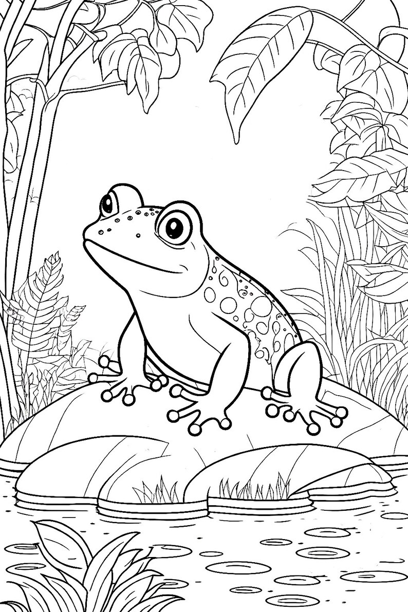 Frog Coloring Pages for Kids, Frog Coloring Book for Kids, Frog ...