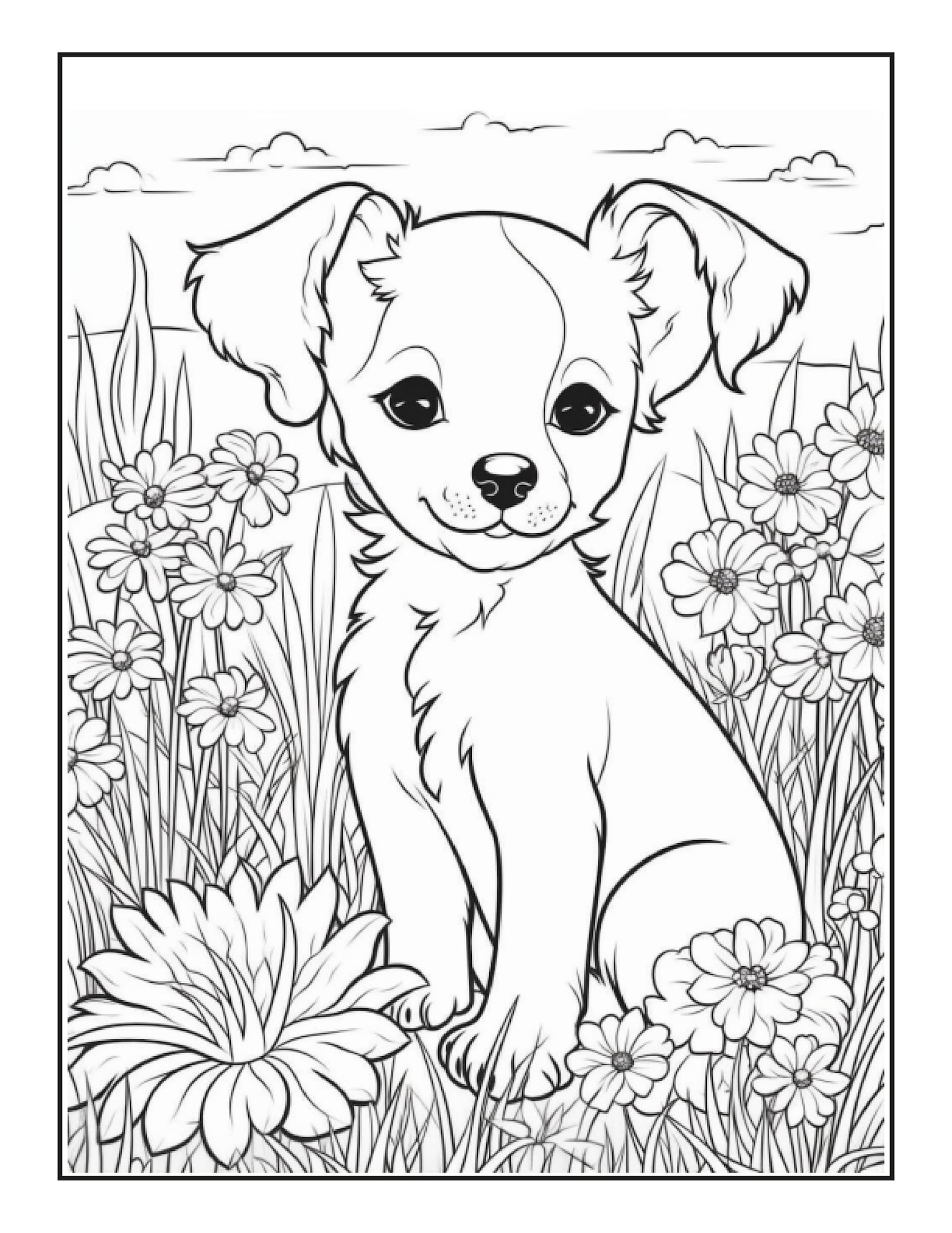 Cute Dog Coloring Pages for Kids, Dog Coloring Pages for Kids, Coloring ...