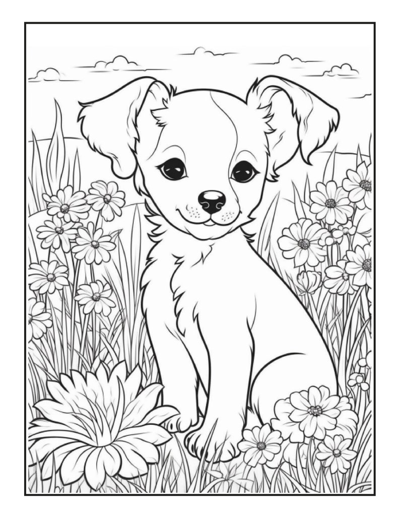 Cute Dog Coloring Pages for Kids, Dog Coloring Pages for Kids, Coloring ...