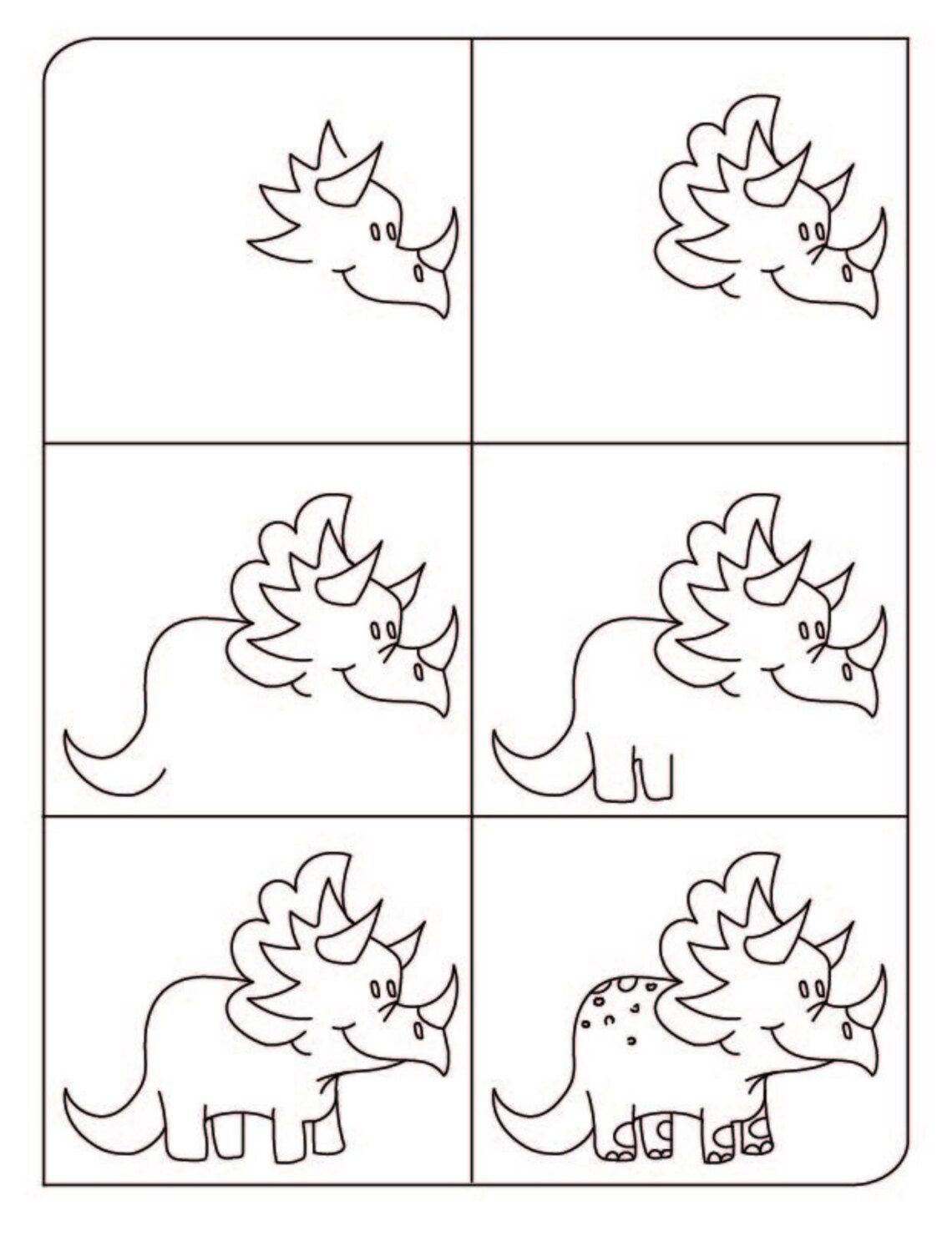 How to Draw Dinosaurs Drawing and Coloring Pages for Kids, How to Draw ...