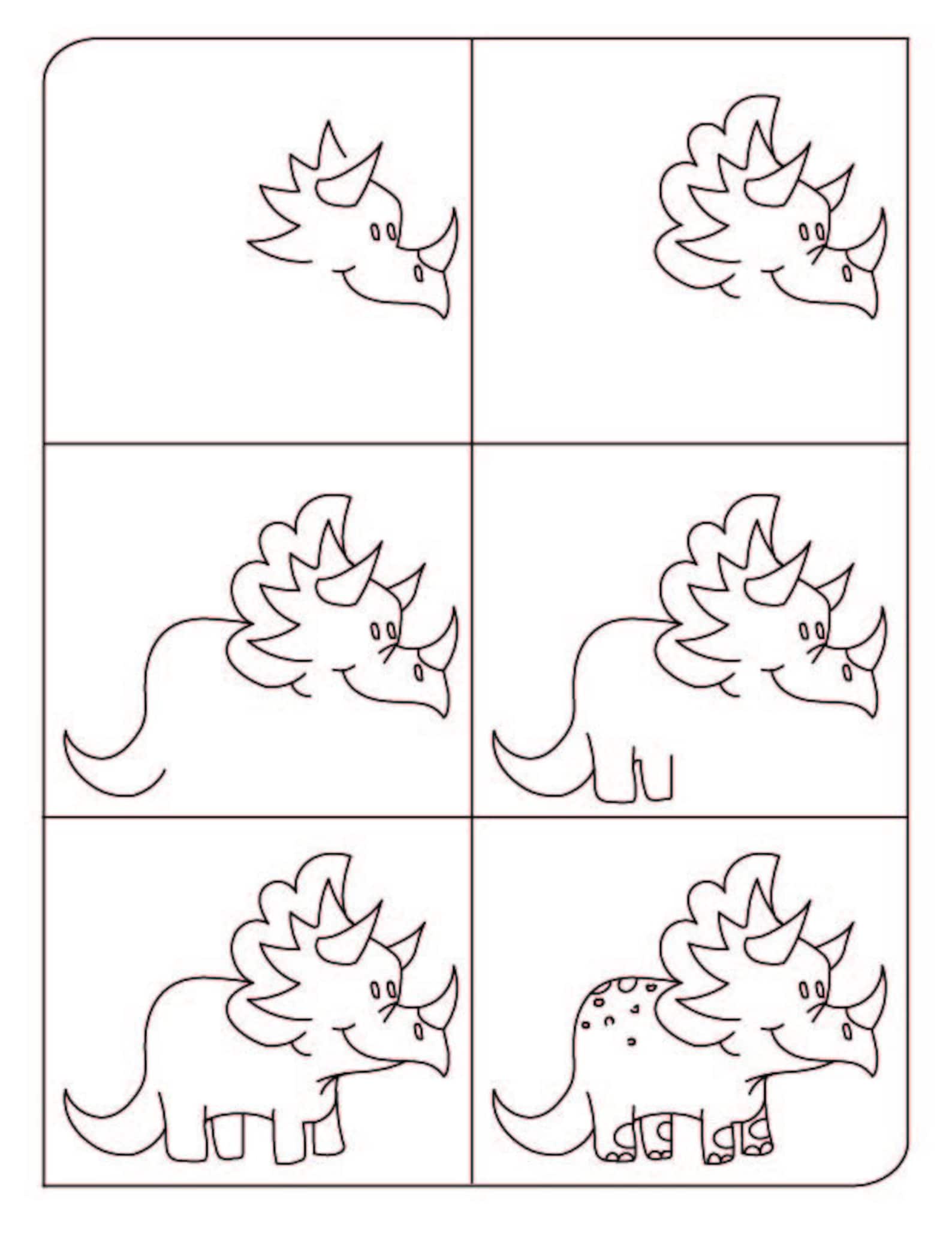 How to Draw Dinosaurs Drawing and Coloring Pages for Kids, How to Draw ...