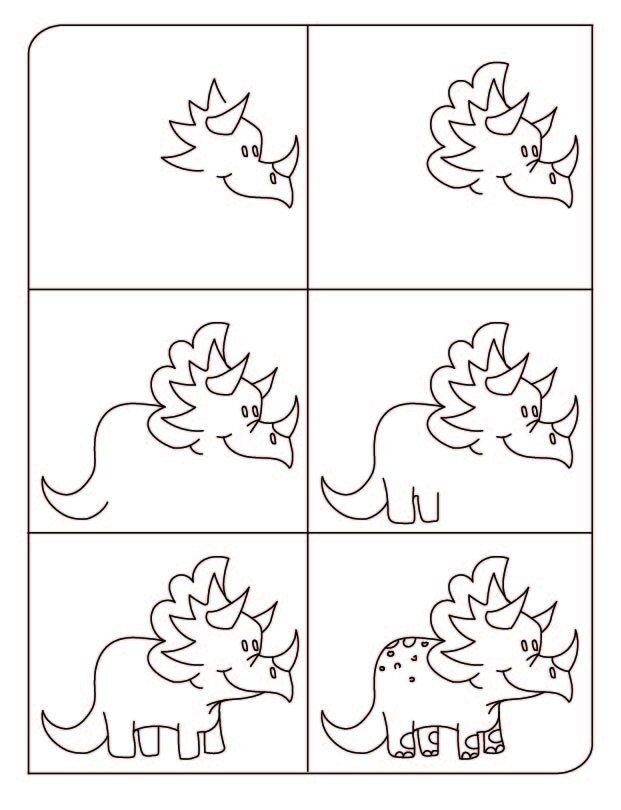 How to Draw Dinosaurs Drawing and Coloring Pages for Kids, How to Draw ...