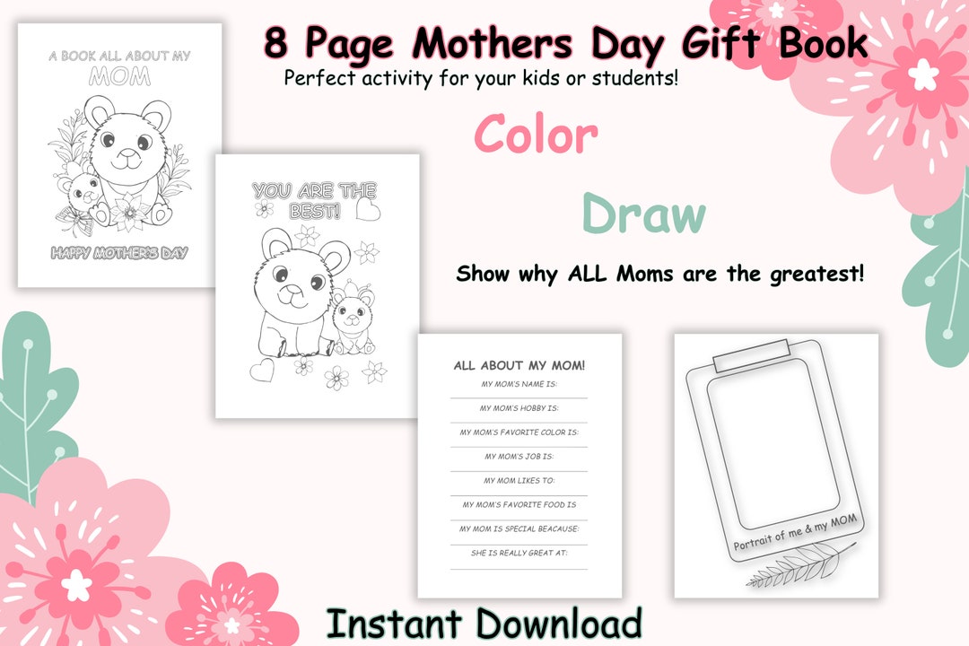 Mothers Day Gift Activity Book, Kids Mothers Day Activity, Mothers Day ...