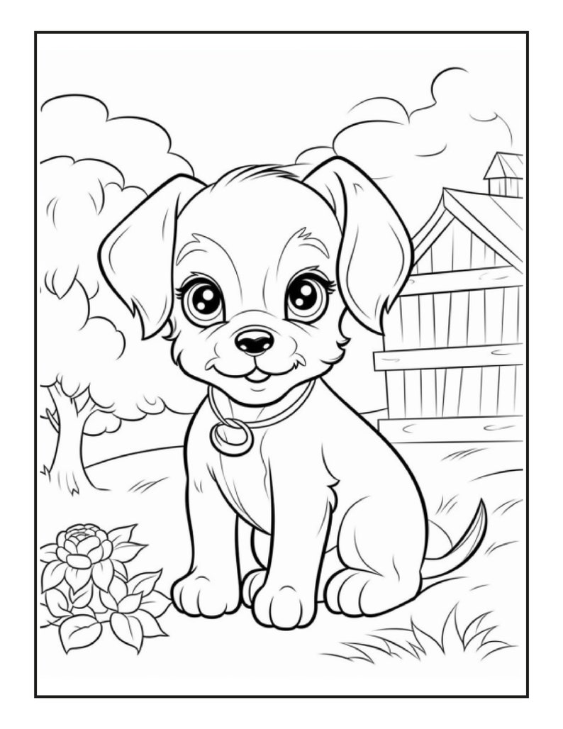 Cute Dog Coloring Pages for Kids, Dog Coloring Pages for Kids, Coloring ...