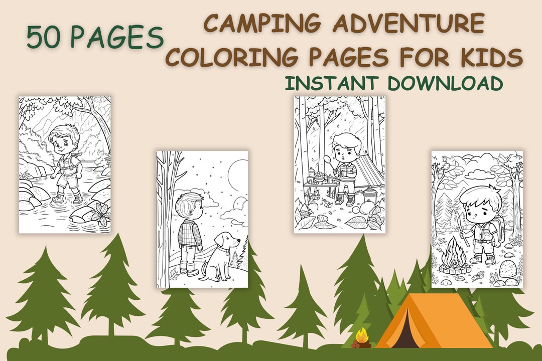 Camping Adventure Coloring Pages for Kids, Camping Coloring Pages for ...