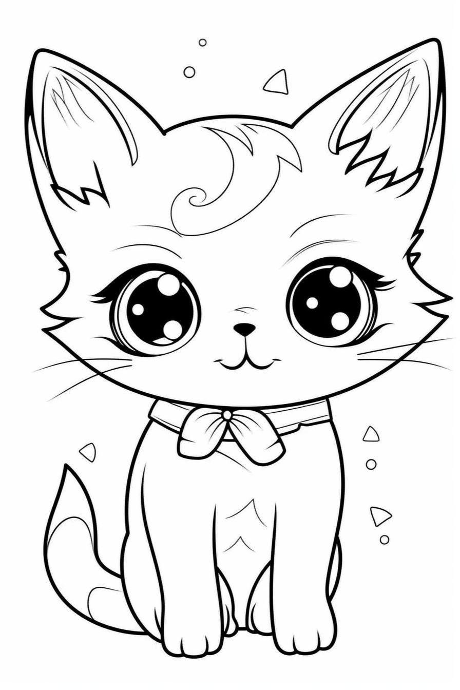 Cute Cats Coloring Pages for Kids, Cat Coloring Book for Kids, Kids ...