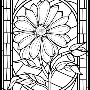 120 Stained Glass Flower Coloring Pages for All Ages, Flower Coloring ...