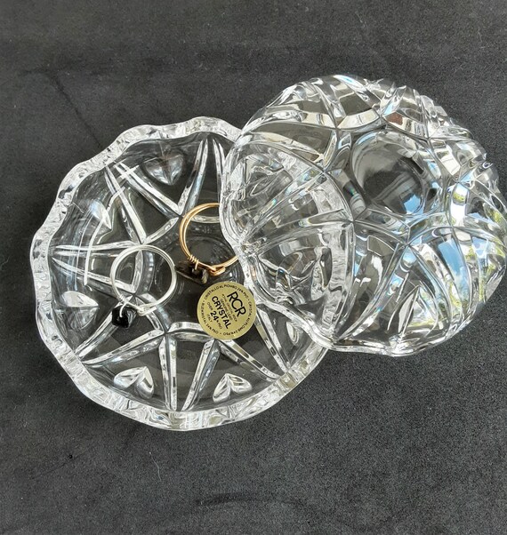 RCR Clear Lead Crystal Star cut Glass Round Trinket B… - Gem
