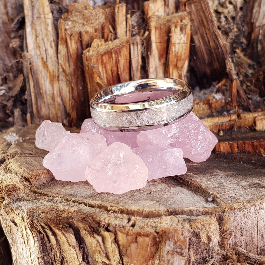 Divine Love Ring - Morganite Crystal Inlay, Tungsten Titanium Ceramic ...