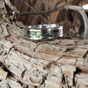 Necro Ring - Vivianite Crystal Inlay Ring, Tungsten Titanium Ceramic ...