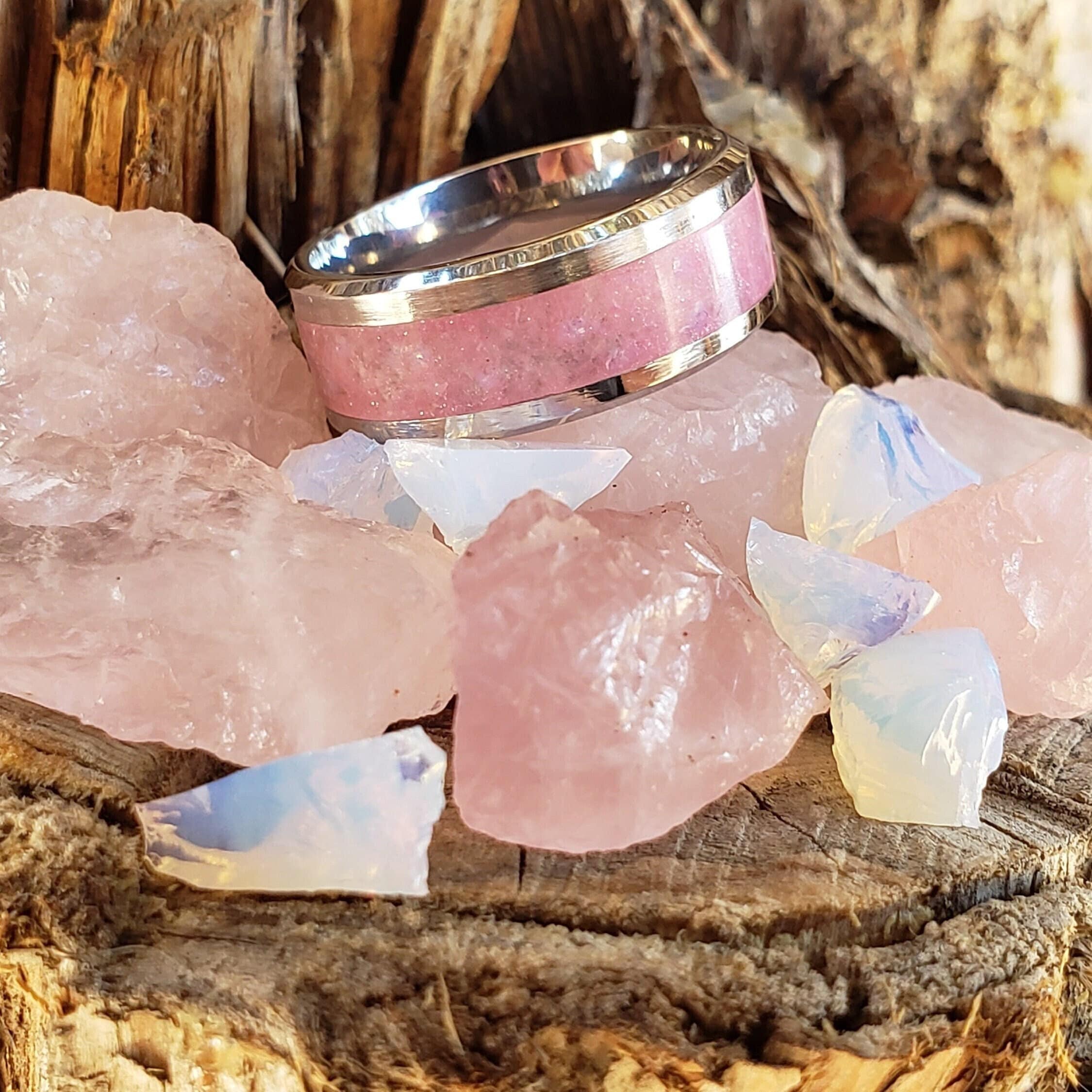 Sweet Tooth Glow Ring Rose Quartz & Opalite Crystal Inlay - Etsy