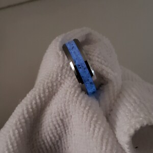 Lunar Ice Glow Ring - Moon Dust & Diamond Inlay, Tungsten Titanium ...