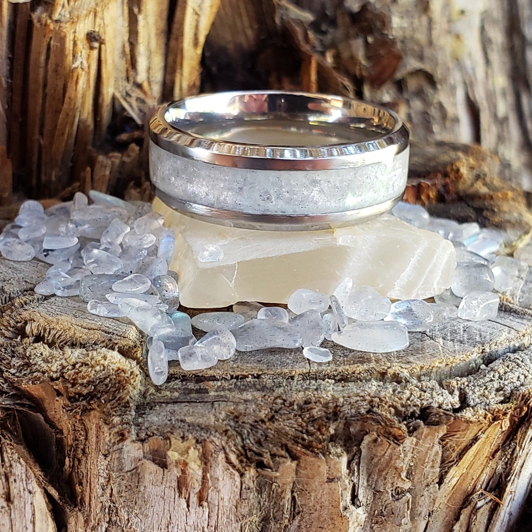 Moon Spirit Ring - Moonstone Crystal Inlay, Tungsten Titanium Ceramic ...