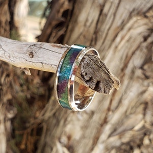 Clarity Ring Rainbow Fluorite Crystal Inlay, Tungsten Titanium Ceramic ...